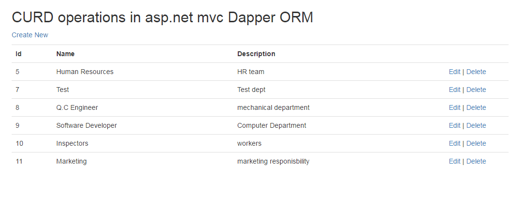 Curd Operations In Mvc Using Dapper Example C